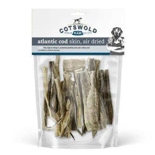 Cotswold Raw Atlantic Cod Skin Dog Treats – 100g – Animall